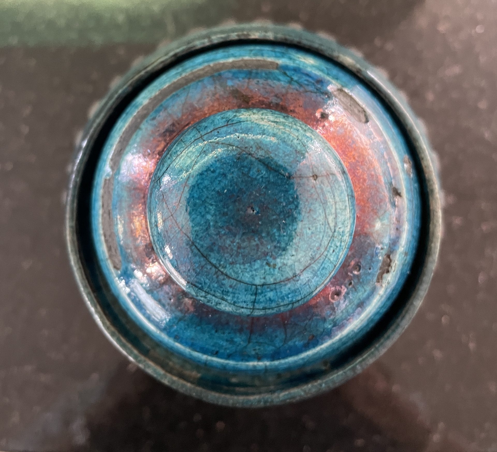 Turquoise lidded raku jar - Summer House Ceramics